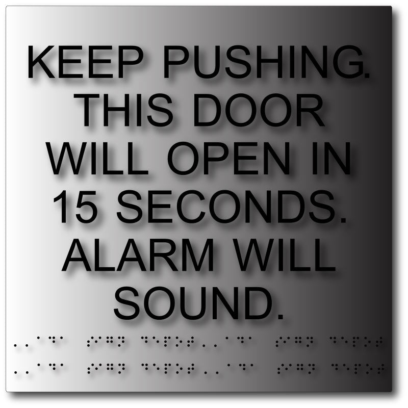 Delayed Egress Signs in Brushed Aluminum - ADA Compliant – ADA Sign Depot