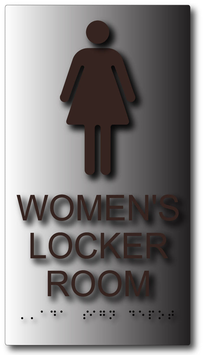 Women Locker Room Sign - Gender Symbol and Braille on Brushed Aluminum ...