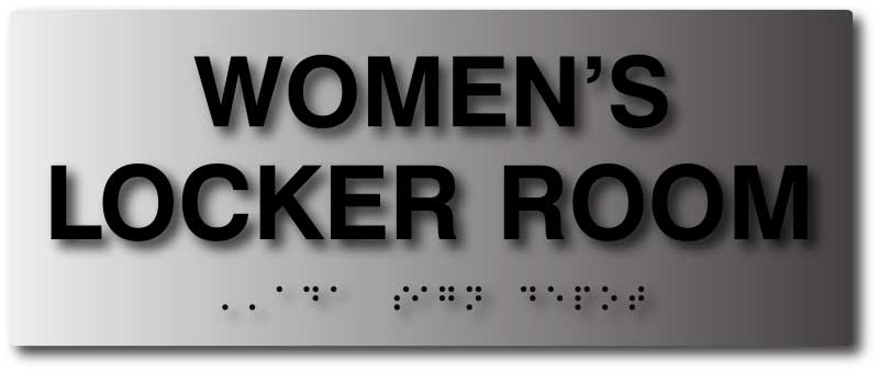 Womens Locker Room Sign with Braille in Brushed Aluminum – ADA Sign Depot