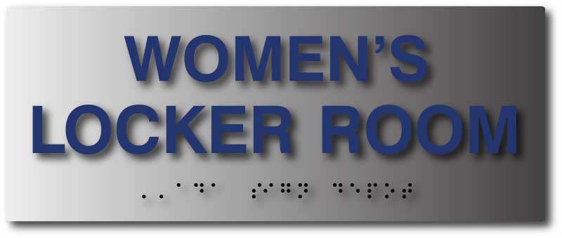 Womens Locker Room Sign with Braille in Brushed Aluminum – ADA Sign Depot
