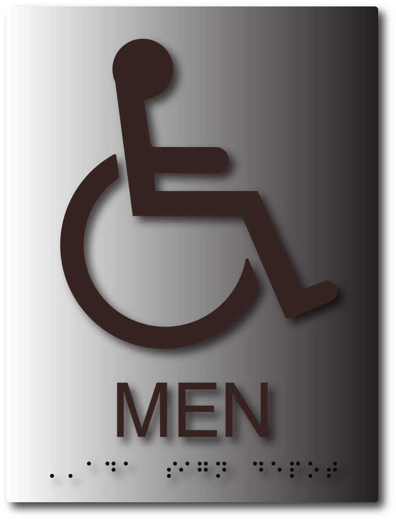 Mens Bathroom ADA Sign with Wheelchair Symbol - Brushed Aluminum – ADA ...