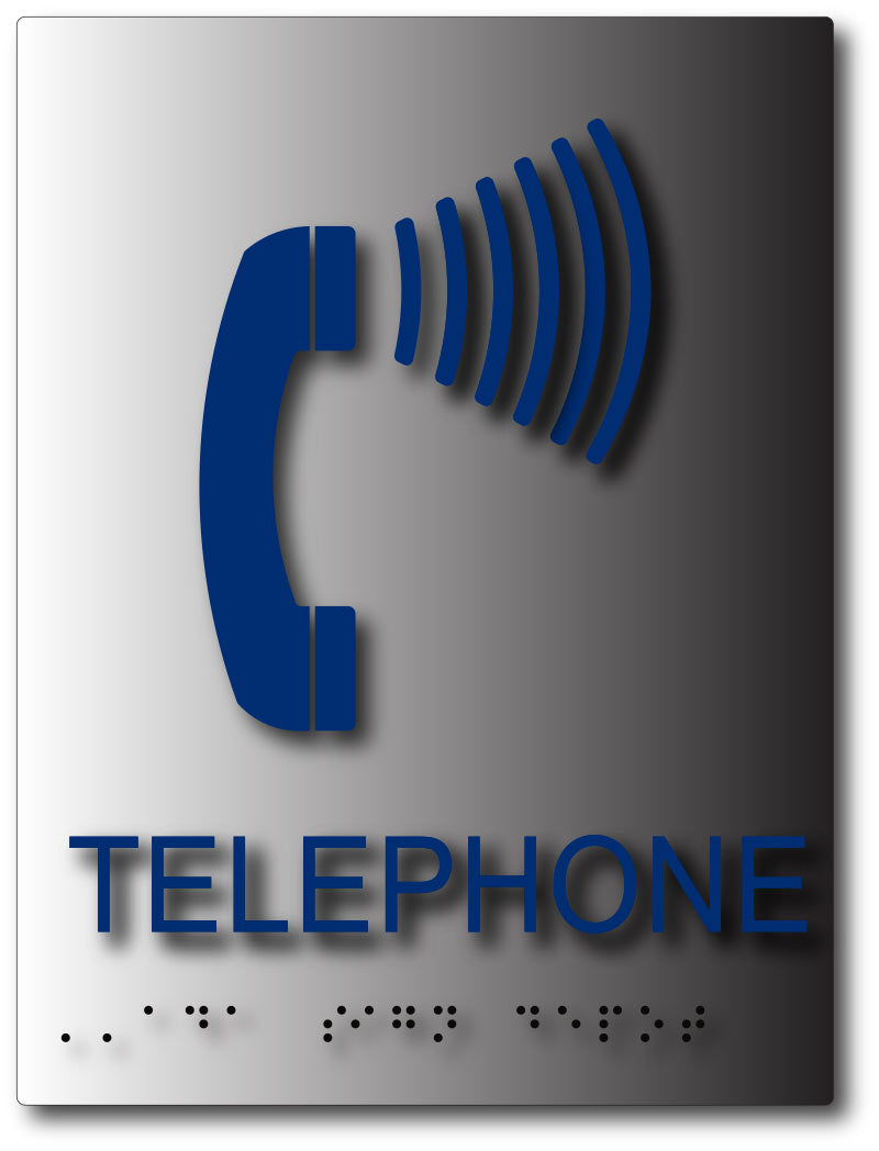 Hearing Assisted Telephone Sign with Braille on Brushed Aluminum – ADA ...