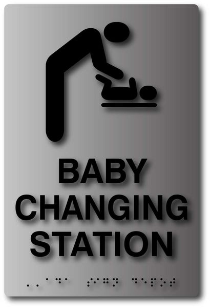 ADA Compliant Baby Changing Sign on Brushed Aluminum – ADA Sign Depot