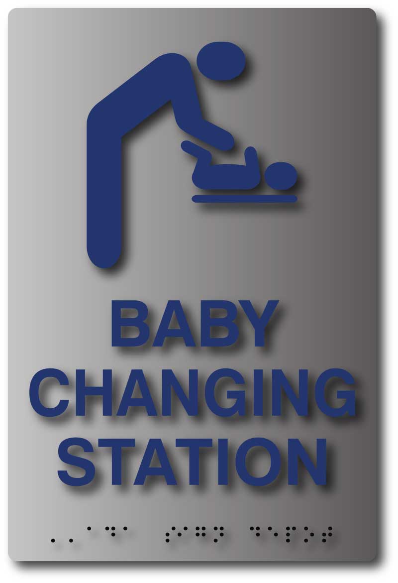 ADA Compliant Baby Changing Sign on Brushed Aluminum – ADA Sign Depot