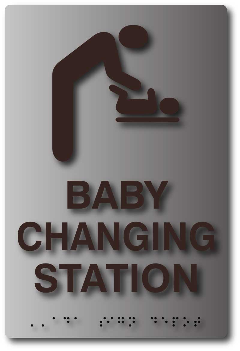 ADA Compliant Baby Changing Sign on Brushed Aluminum – ADA Sign Depot