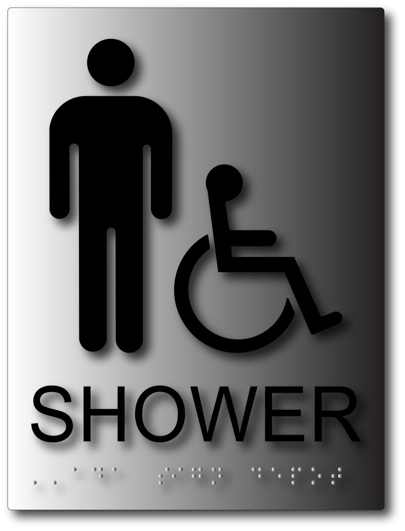 Mens Handicapped Accessible Shower ADA Sign on Brushed Aluminum – ADA ...
