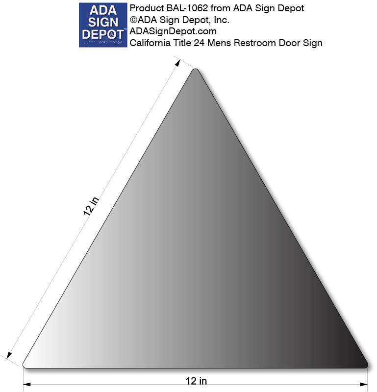 Title 24 Compliant Triangle Sign for Mens Bathroom in Brushed Aluminum ...