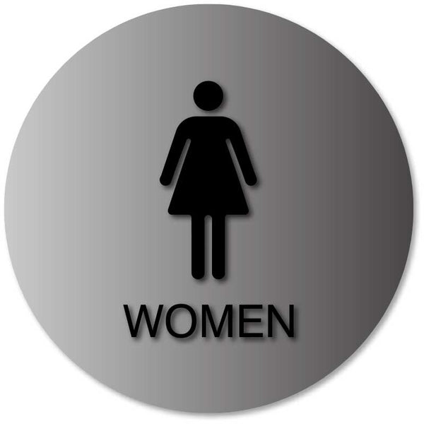 Womens Bathroom Door Sign - Tactile Female Gender Symbol on Brushed ...