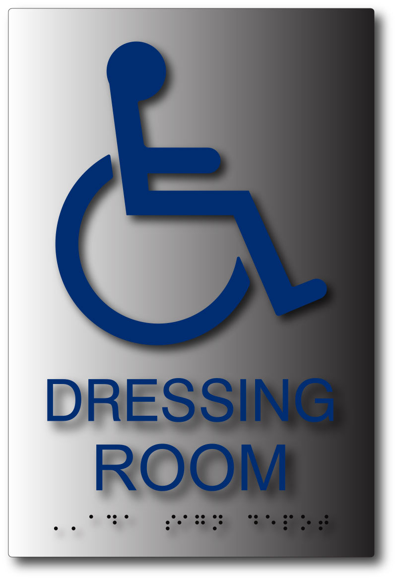 Wheelchair Accessible Dressing Room Sign in Brushed Aluminum – ADA Sign ...