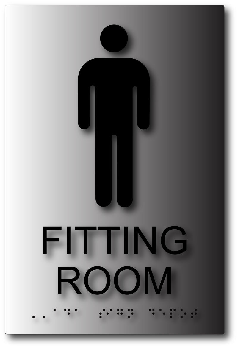 Men's Fitting Room Tactile Braille Signs in Brushed Aluminum – ADA Sign ...