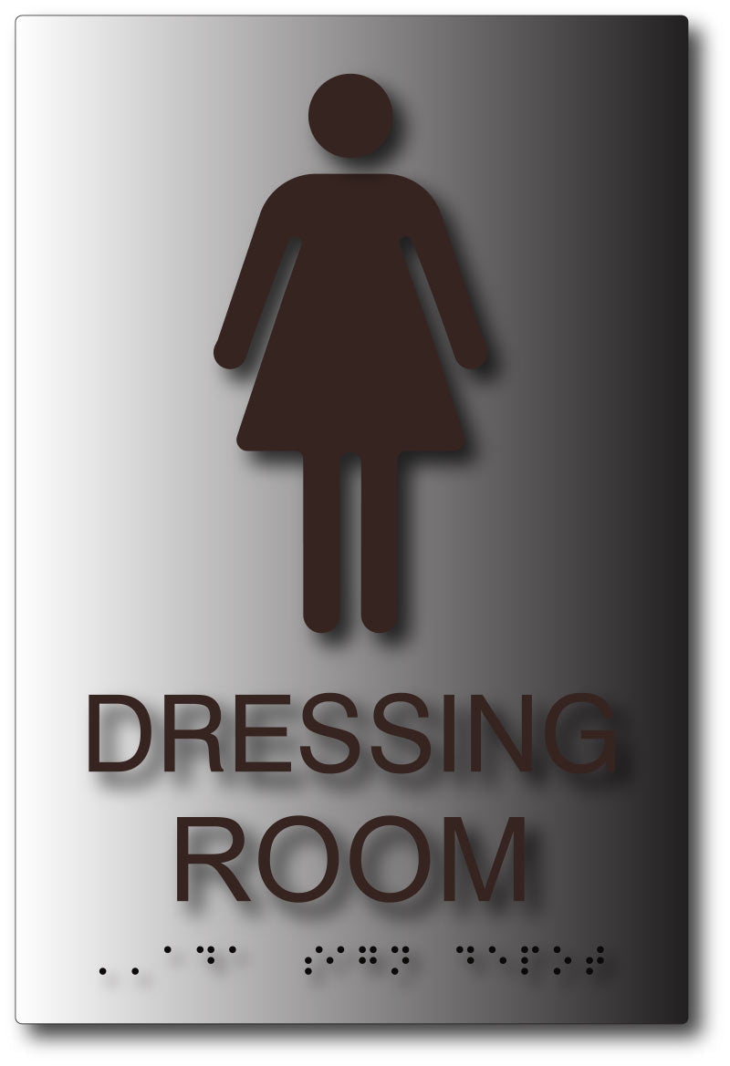 Women's Dressing Room Tactile Sign with Braille on Brushed Aluminum ...