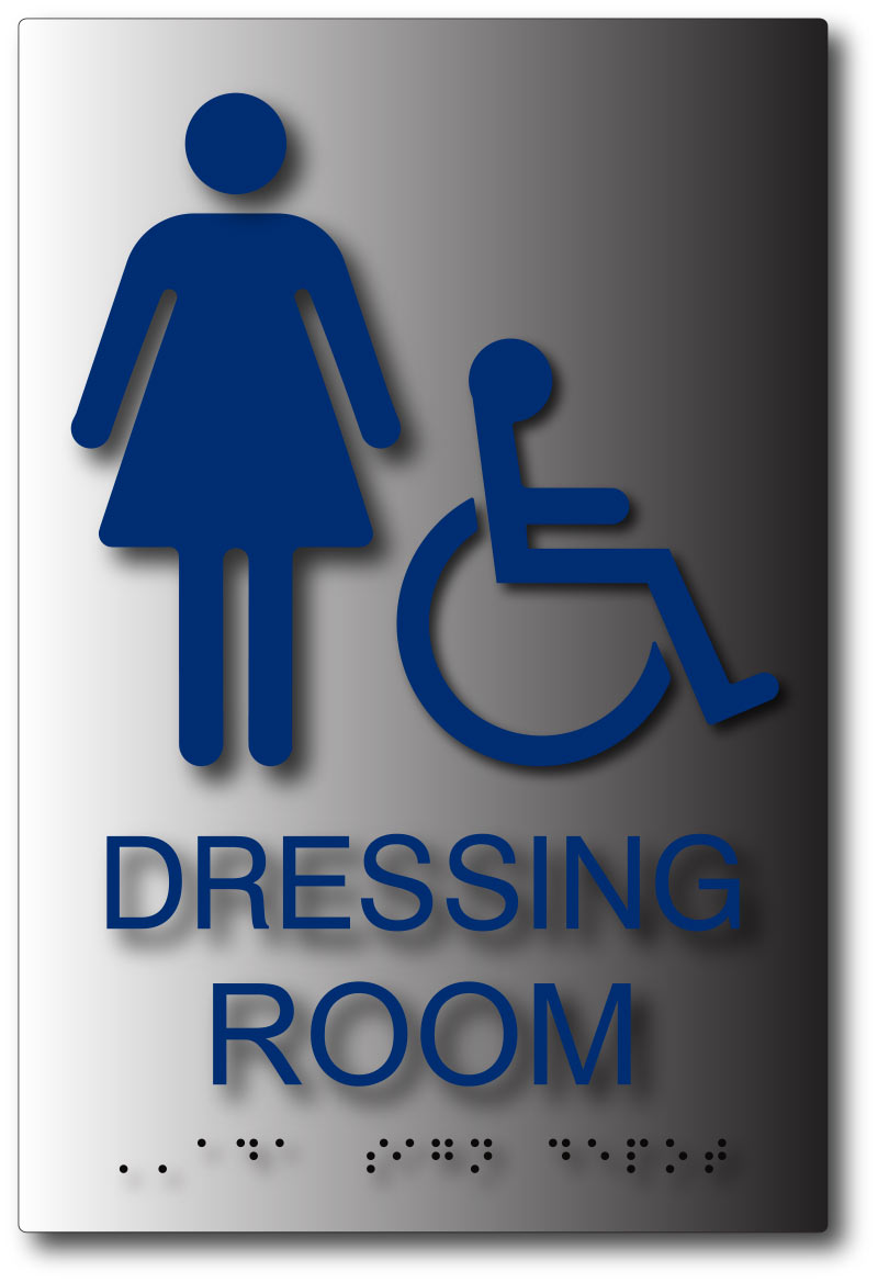 Women's Wheelchair Accessible Dressing Room Sign in Brushed Aluminum ...