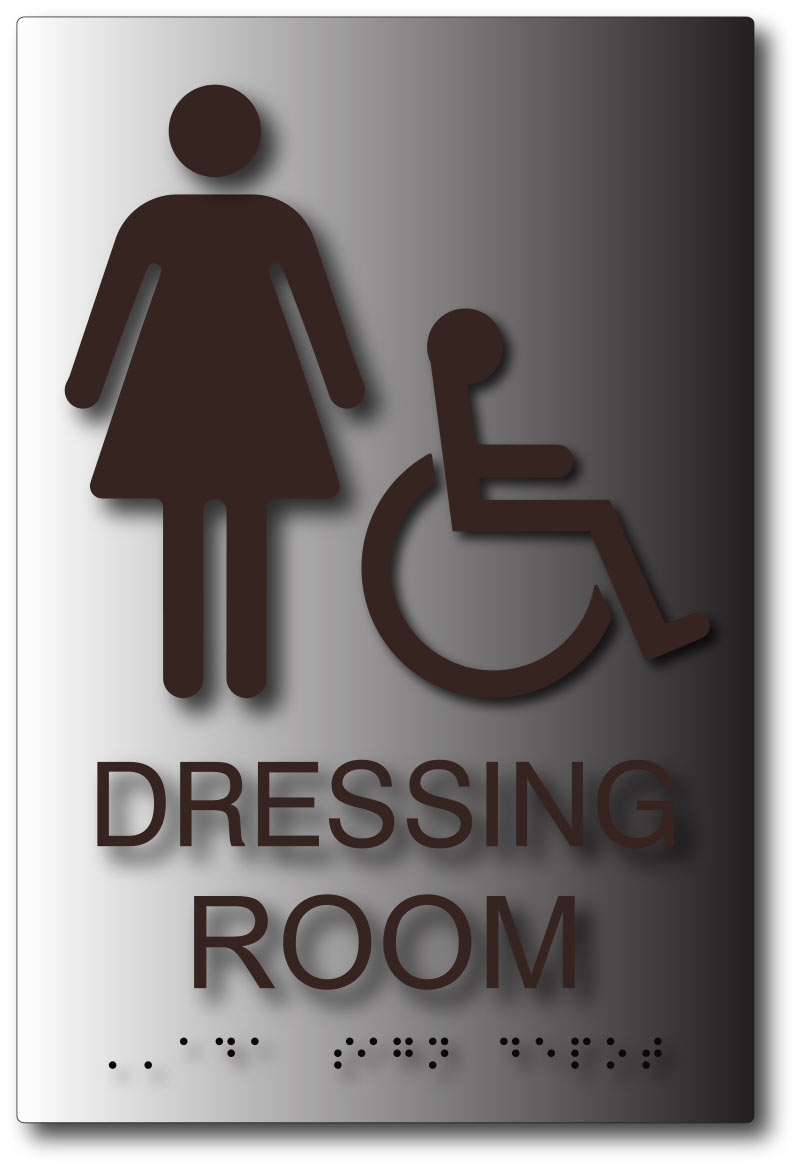 Women's Wheelchair Accessible Dressing Room Sign in Brushed Aluminum ...