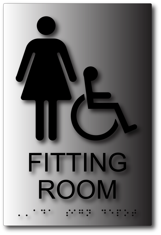 Women's Wheelchair Accessible Fitting Room Sign in Brushed Aluminum ...