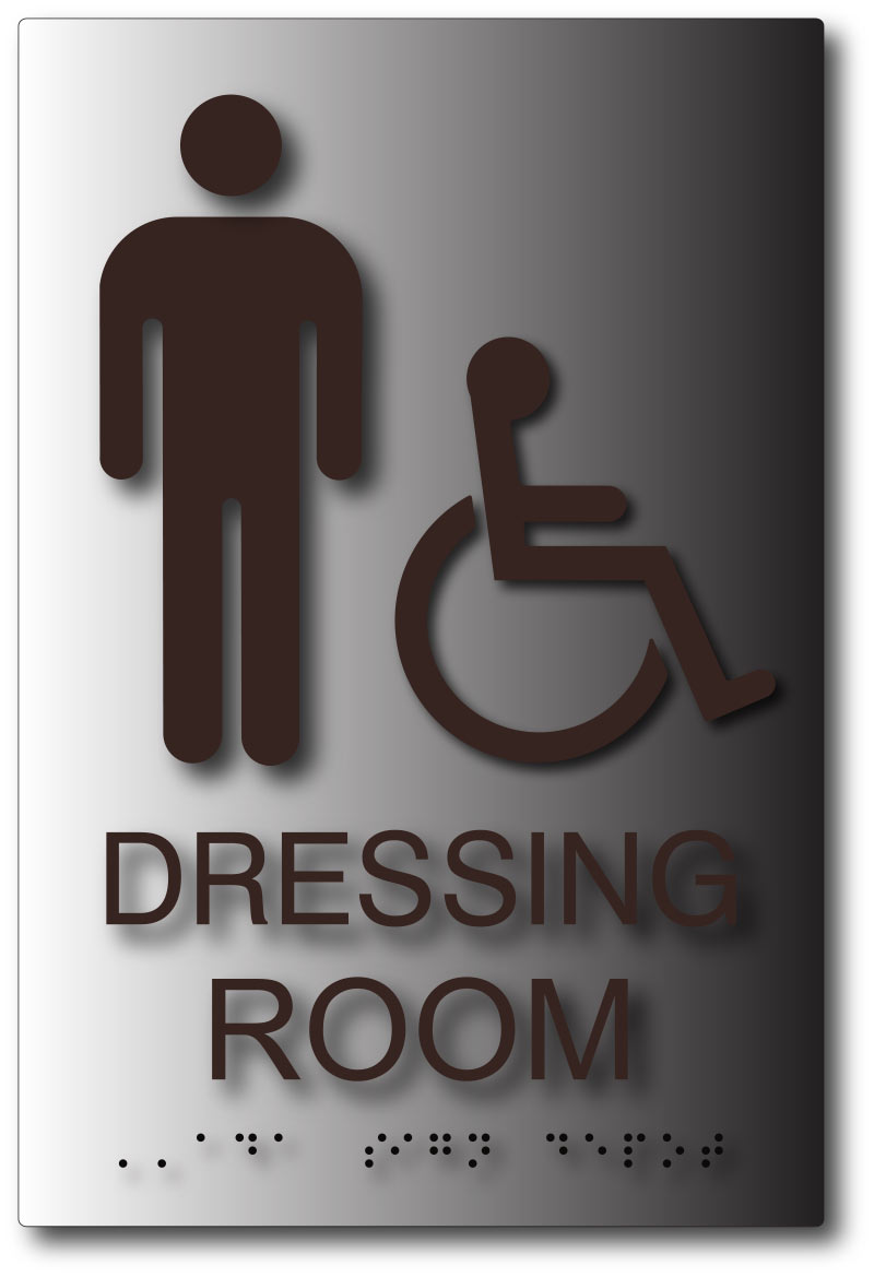 Men's Wheelchair Accessible Dressing Room Sign in Brushed Aluminum ...