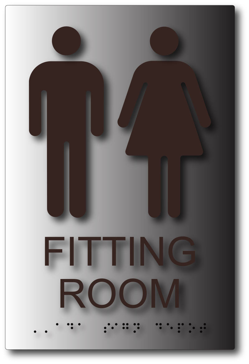 Unisex Fitting Room Sign - Male and Female Symbols - Brushed Aluminum ...