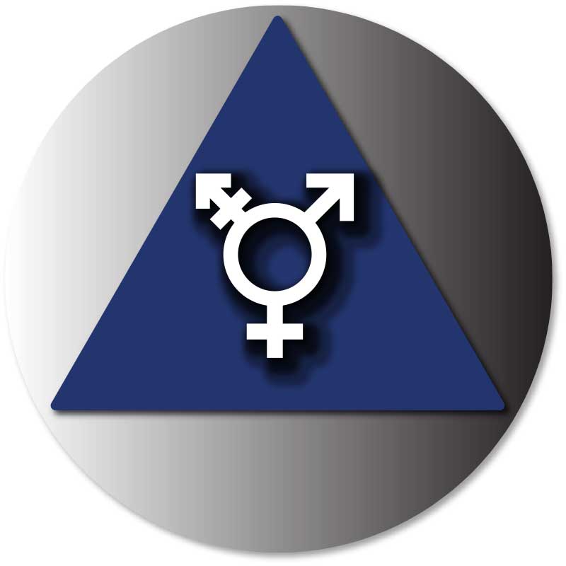 Transgender/Any Gender Symbol Restroom Door Signs in Brushed Aluminum ...
