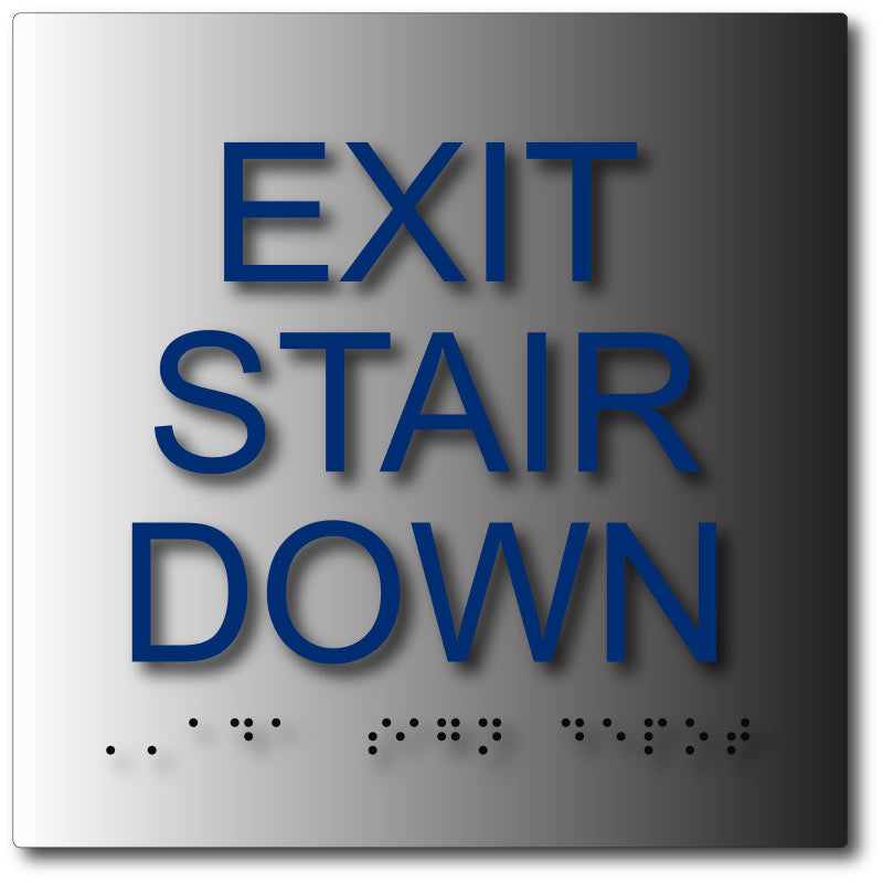 ADA Compliant Exit Stair Down Sign in Brushed Aluminum – ADA Sign Depot