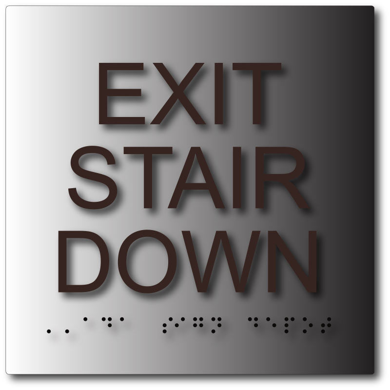 ADA Compliant Exit Stair Down Sign in Brushed Aluminum – ADA Sign Depot