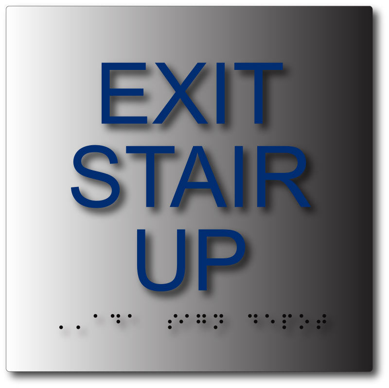 ADA Compliant Exit Stair Up Sign in Brushed Aluminum – ADA Sign Depot