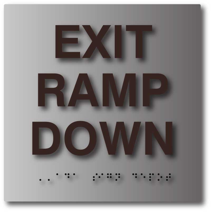 Exit Ramp Down Sign in Brushed Aluminum – ADA Sign Depot