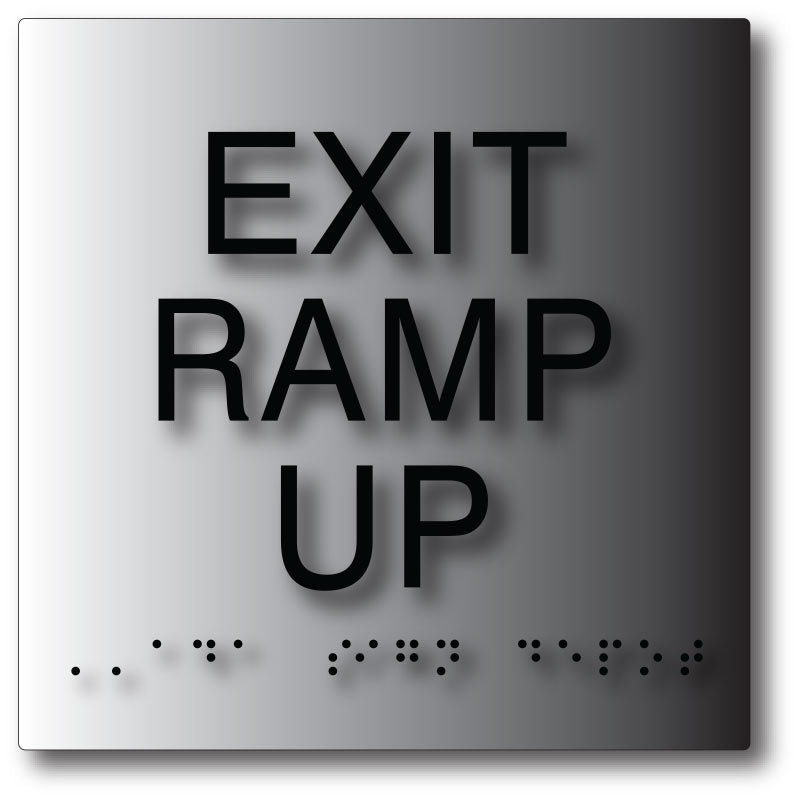 Exit Ramp Up Sign - 6" x 6" - Brushed Aluminum – ADA Sign Depot