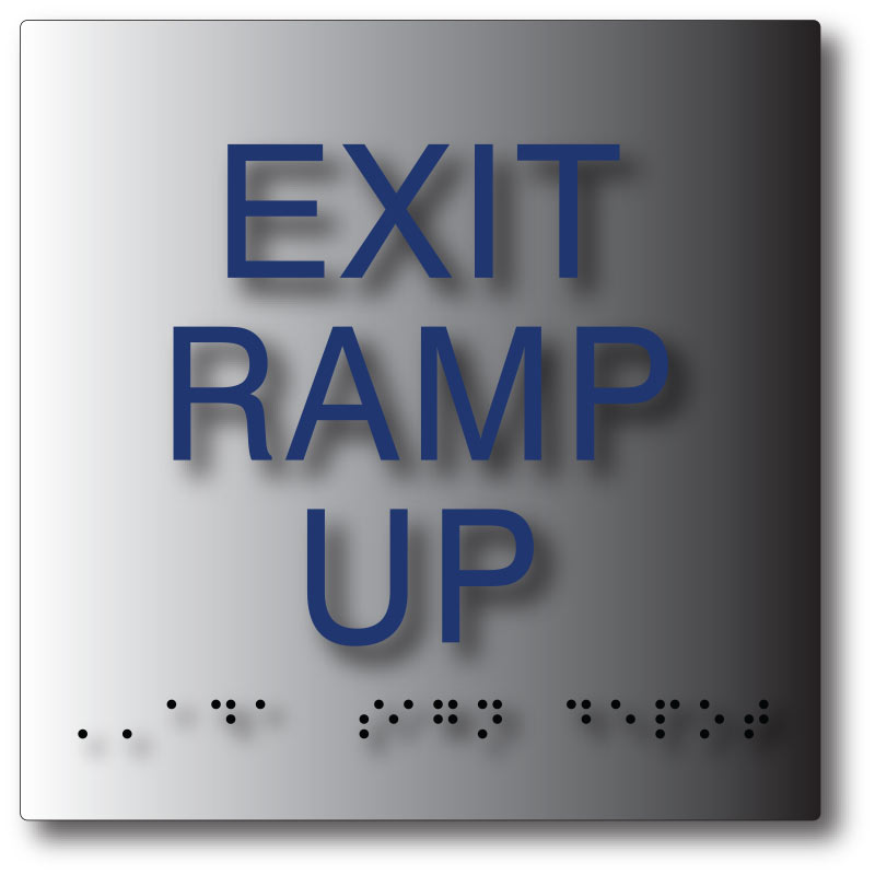 Exit Ramp Up Sign - 6" x 6" - Brushed Aluminum – ADA Sign Depot