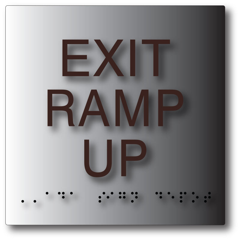Exit Ramp Up Sign - 6" x 6" - Brushed Aluminum – ADA Sign Depot