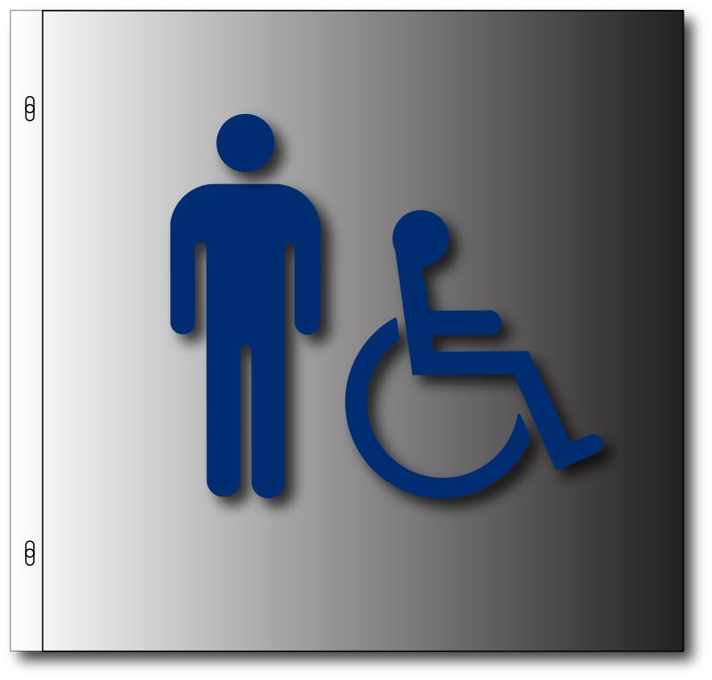 Two-Sided Right-Angle Corridor Wall Sign in Brushed Aluminum – ADA Sign ...