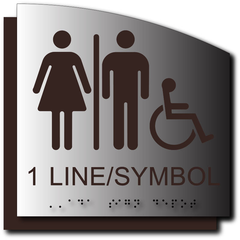 Custom ADA Signs - Text, Braille, Symbols - Curved Brushed Aluminum ...