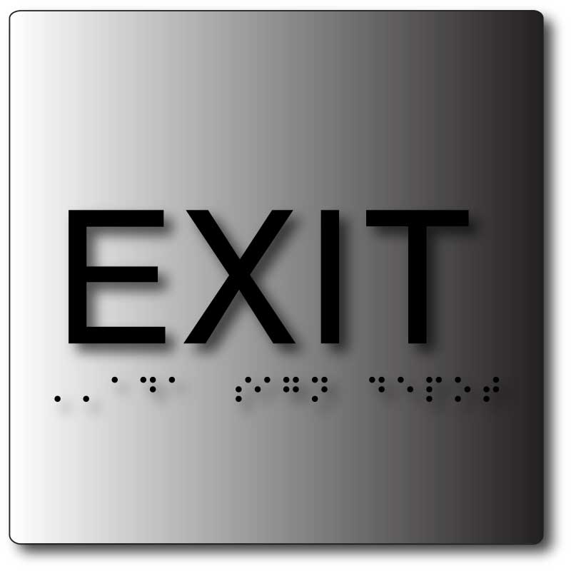 Exit Signs in Brushed Aluminum - Tactile Letters and Grade 2 Braille ...
