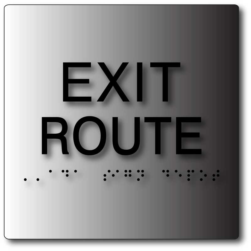 Exit Route ADA Signs - 6" x 6" - Brushed Aluminum – ADA Sign Depot