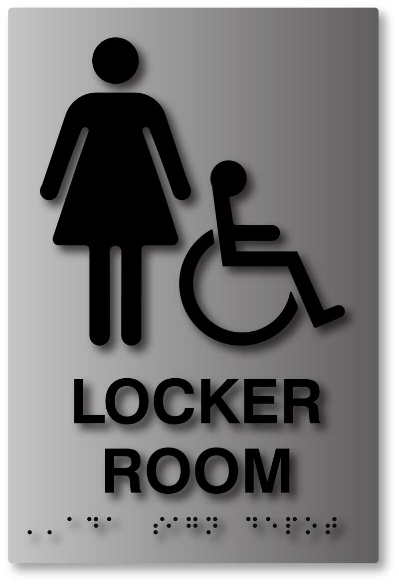 ADA Compliant Womens Locker Room Sign in Brushed Aluminum – ADA Sign Depot