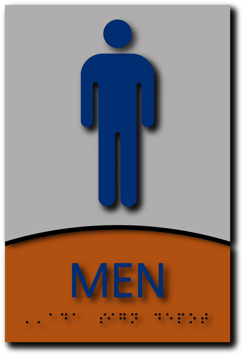 Men's Restroom ADA Sign in Brushed Aluminum and Wood Laminate – ADA ...