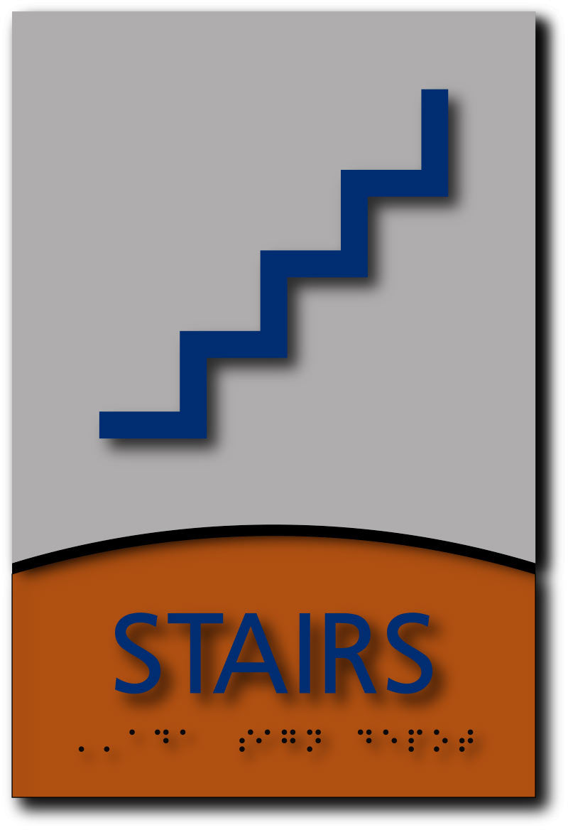 Stairs Symbol Sign in Designer Brushed Aluminum and Wood Laminates ...