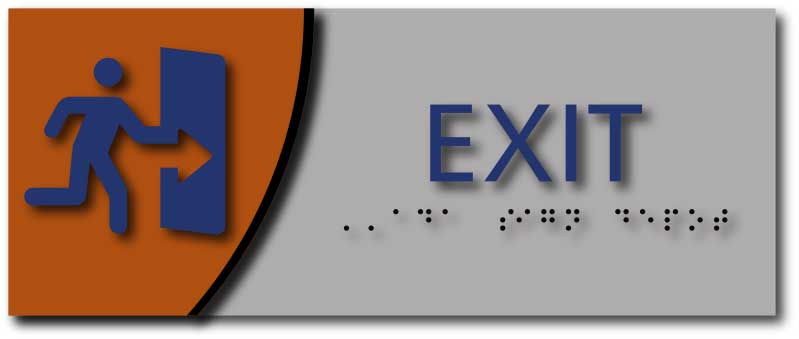 Exit Signs with Tactile Text and Braille on Brushed Aluminum and Wood ...