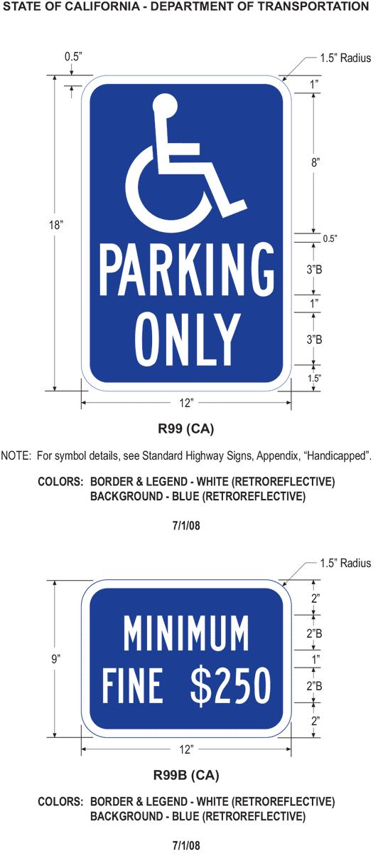 R99 California Handicapped Parking Only Signs – ADA Sign Depot