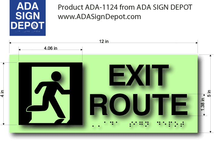 ADA Exit Route Sign with Running Man Symbol on LaserGlow – ADA Sign Depot