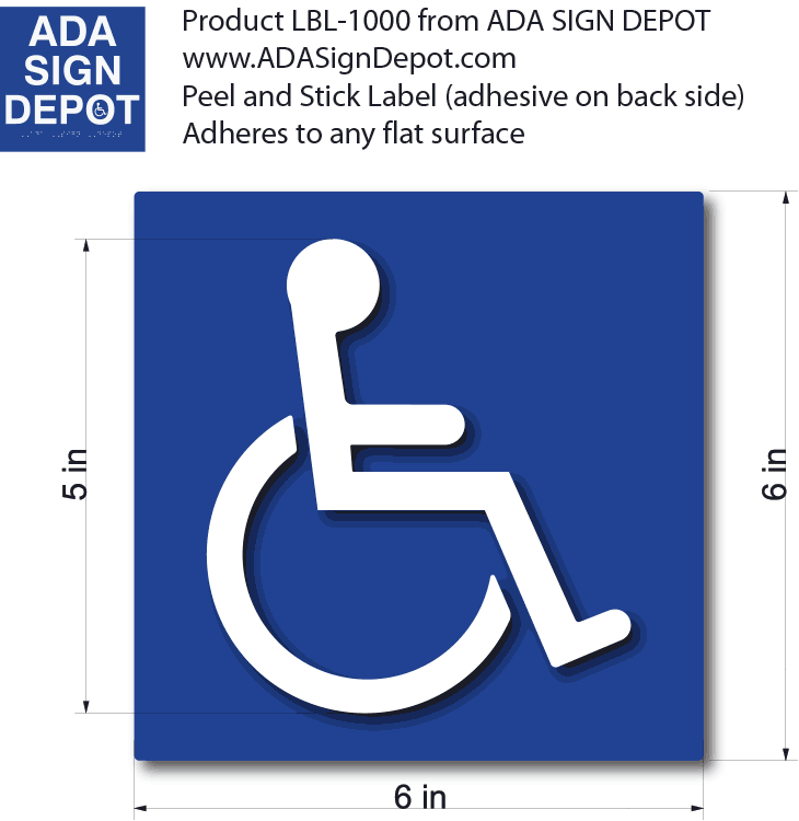 ADA Wheelchair Symbol Label Sticker - 6" x 6" - Package of 3 Stickers ...