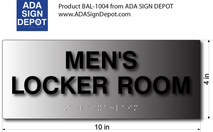 Mens Locker Room Tactile Text and Braille Sign in Brushed Aluminum ...