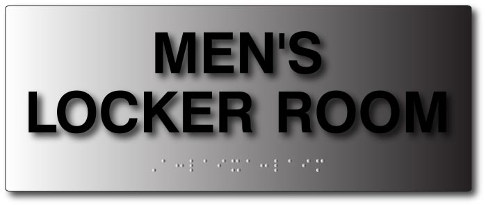 Mens Locker Room Tactile Text and Braille Sign in Brushed Aluminum ...