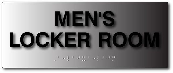 Mens Locker Room Tactile Text and Braille Sign in Brushed Aluminum ...